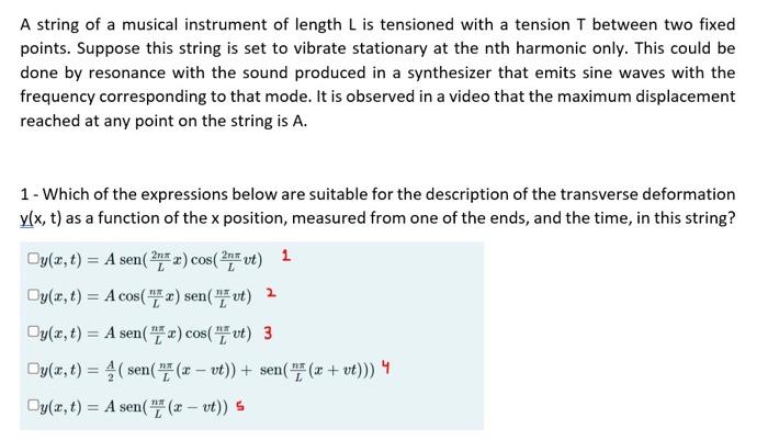 Solved A string of a musical instrument of length L is | Chegg.com