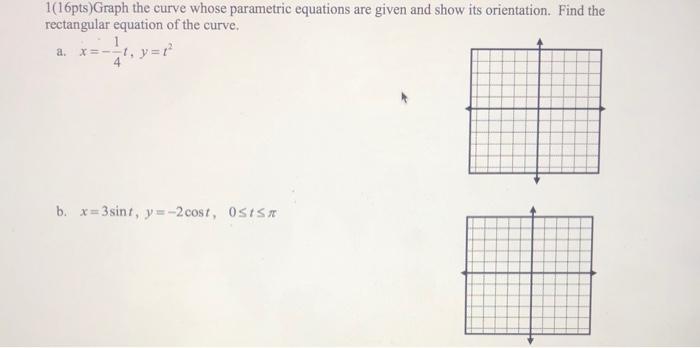 Solved 1(16pts)Graph the curve whose parametric equations | Chegg.com