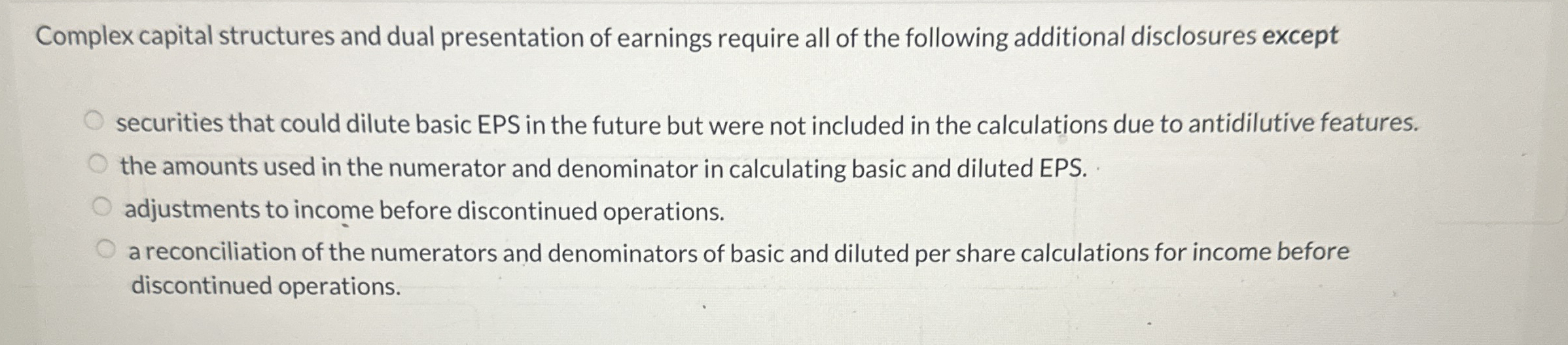 Solved Complex capital structures and dual presentation of | Chegg.com