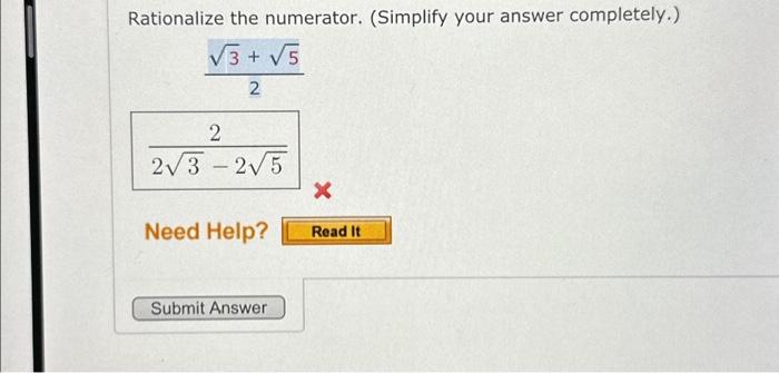 Solved Rationalize the numerator. (Simplify your answer | Chegg.com