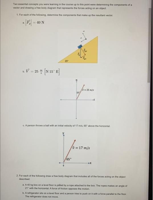 Solved Two essential concepts you were learning in the | Chegg.com