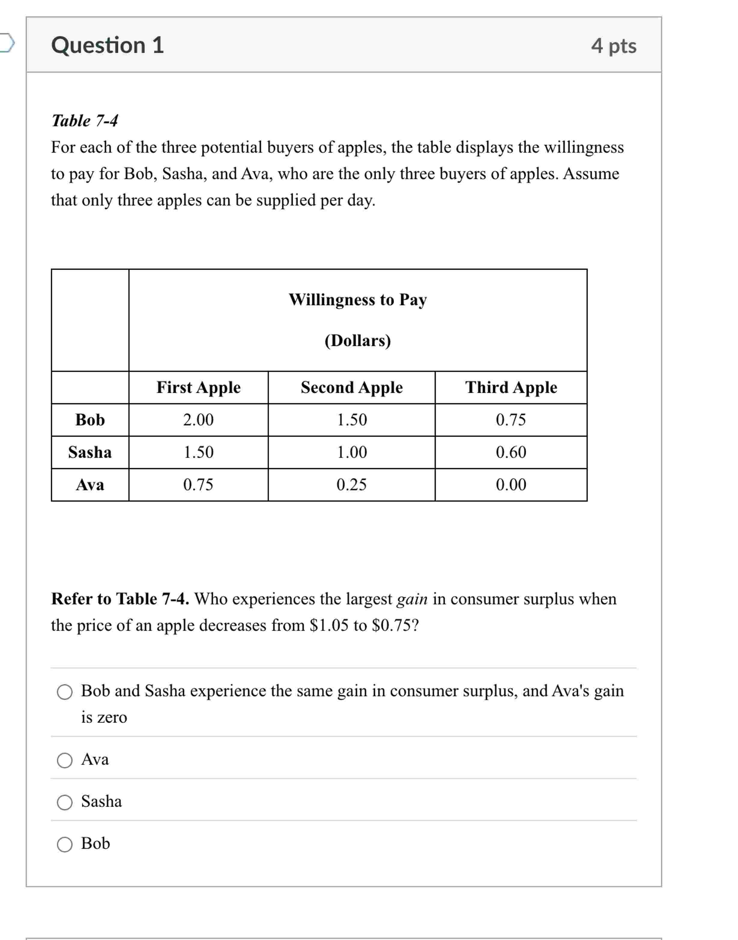 Solved Question 1Table 7-4For each of the three potential | Chegg.com