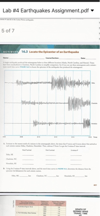 Lab #4 Earthquakes Assignment.pdf 5 of 7 ACTIVITY | Chegg.com