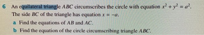 Solved 6 An equilateral triangle ABC circumscribes the | Chegg.com