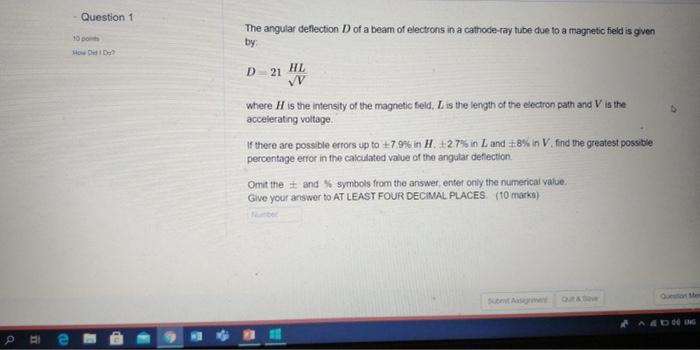 Solved Question 1 The angular deflection of a beam of | Chegg.com