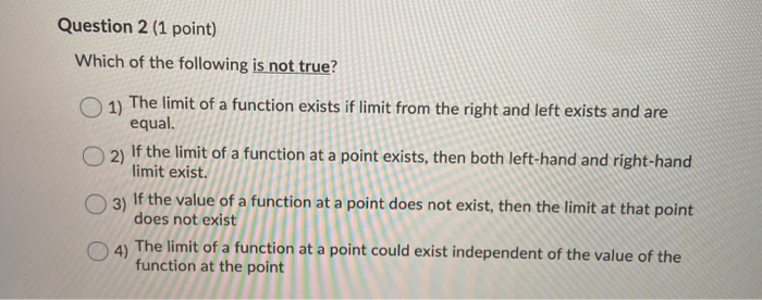 Solved Question 2 (1 point) Which of the following is not | Chegg.com
