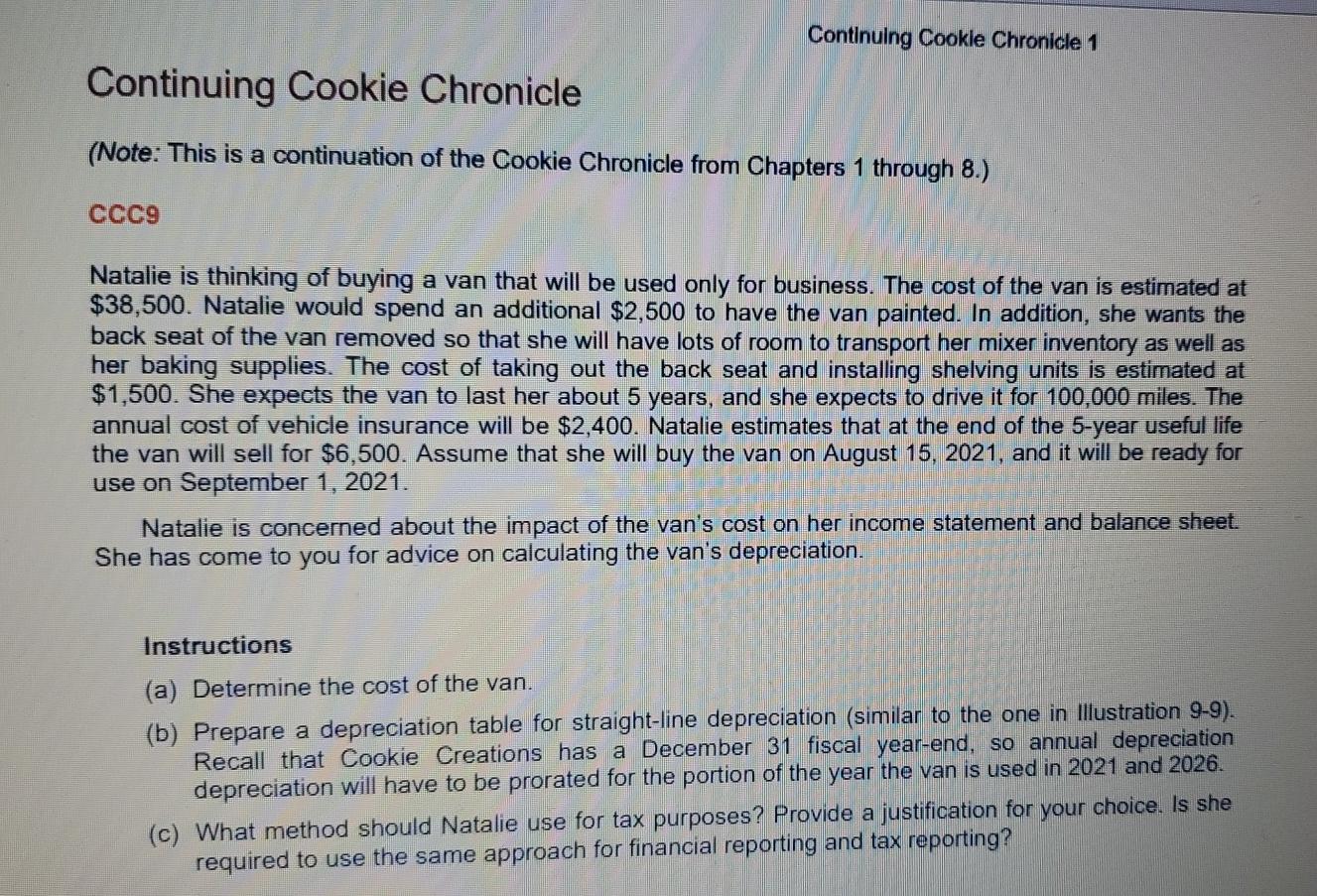 Solved Continuing Cookie Chronicle 1 Continuing Cookie | Chegg.com