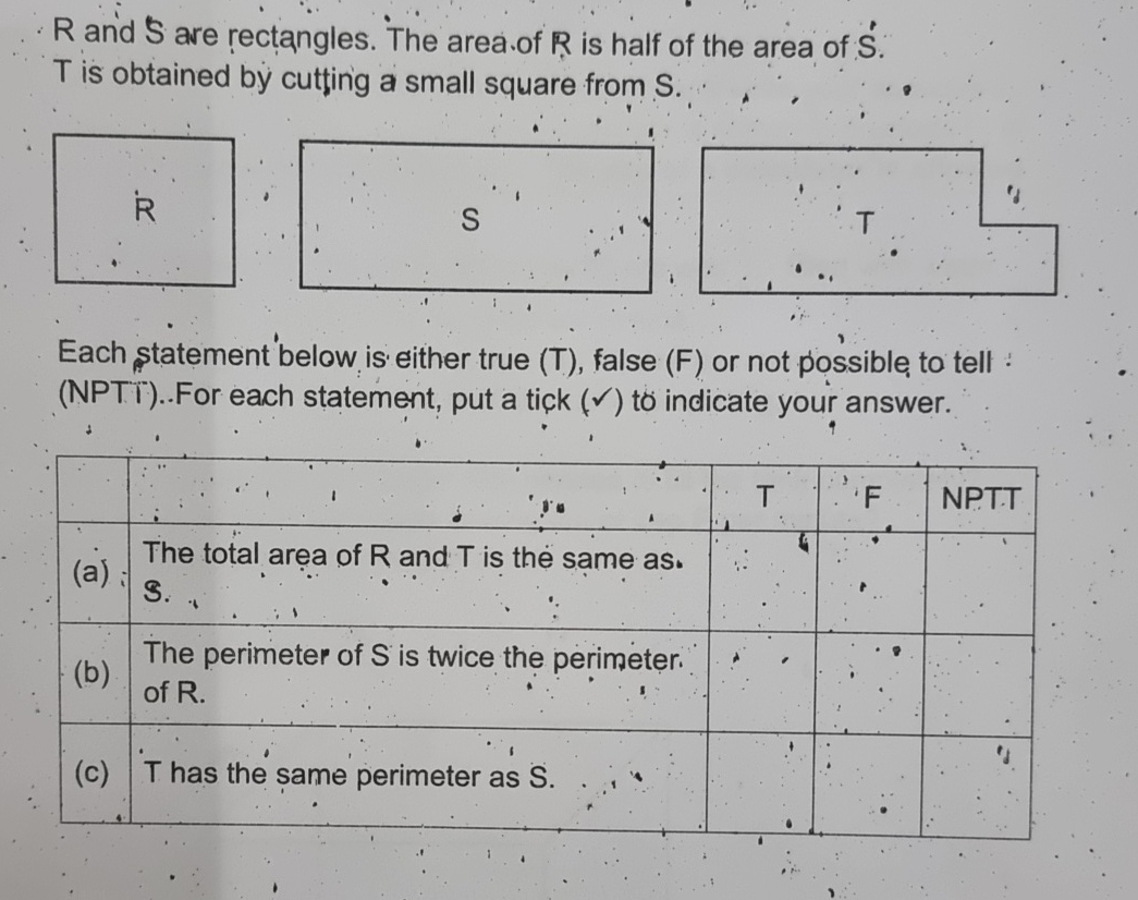 Solved R ﻿and S ﻿are rectangles. The area of R ﻿is half of | Chegg.com