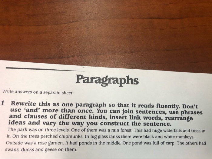 Paragraphs Write answers on a separate sheet 1 | Chegg.com