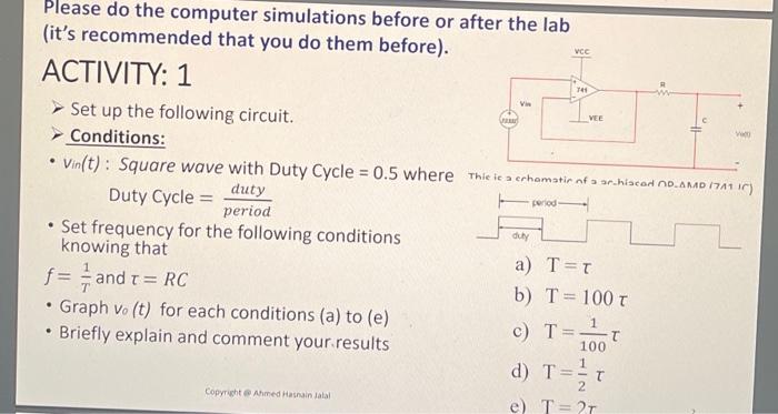 Solved Please do the computer simulations before or after | Chegg.com