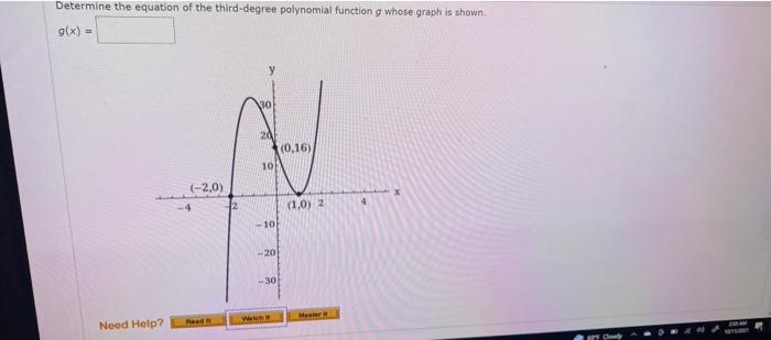 Solved Determine the equation of the third-degree polynomial | Chegg.com