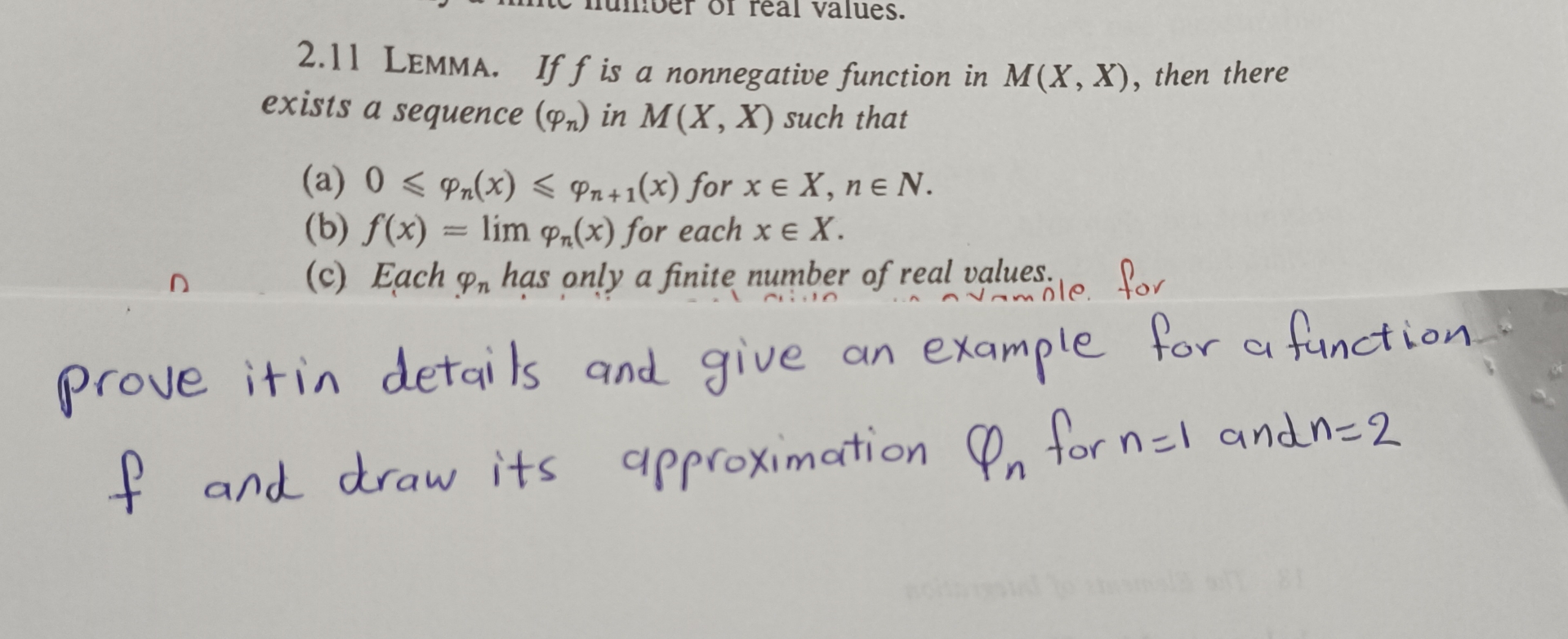 Solved 2.11 ﻿Lemma. If f ﻿is a nonnegative function in | Chegg.com