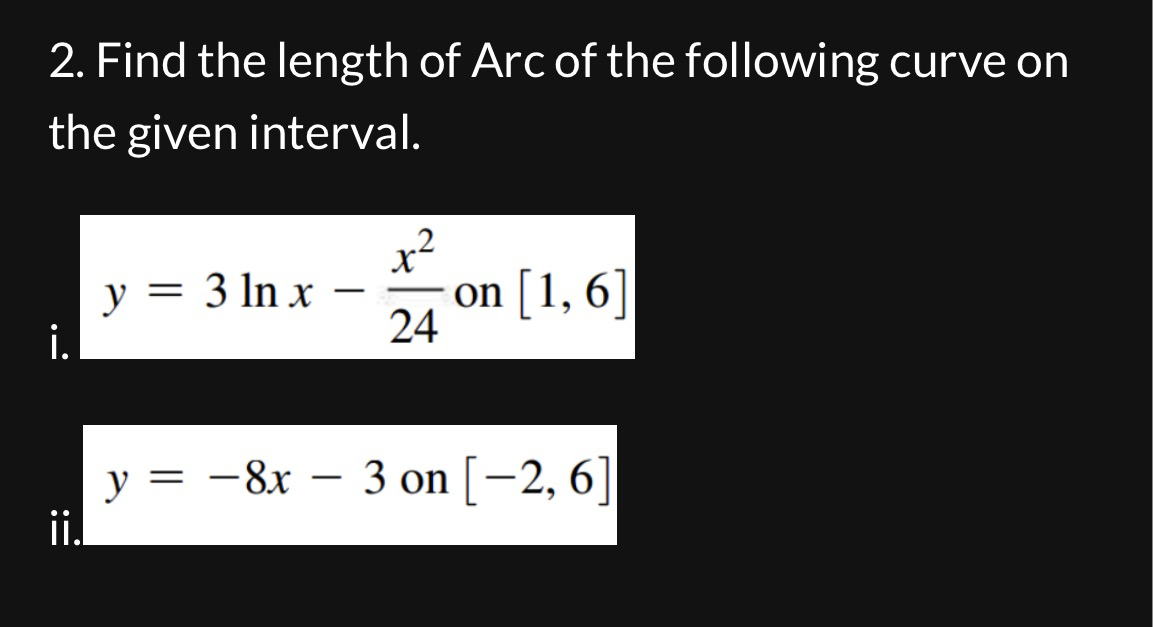 Solved Find the length of Arc of the following curve on the | Chegg.com