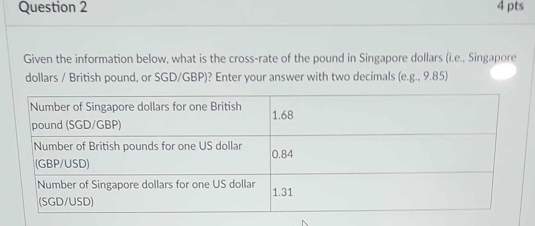 Solved Given the information below, what is the cross-rate | Chegg.com