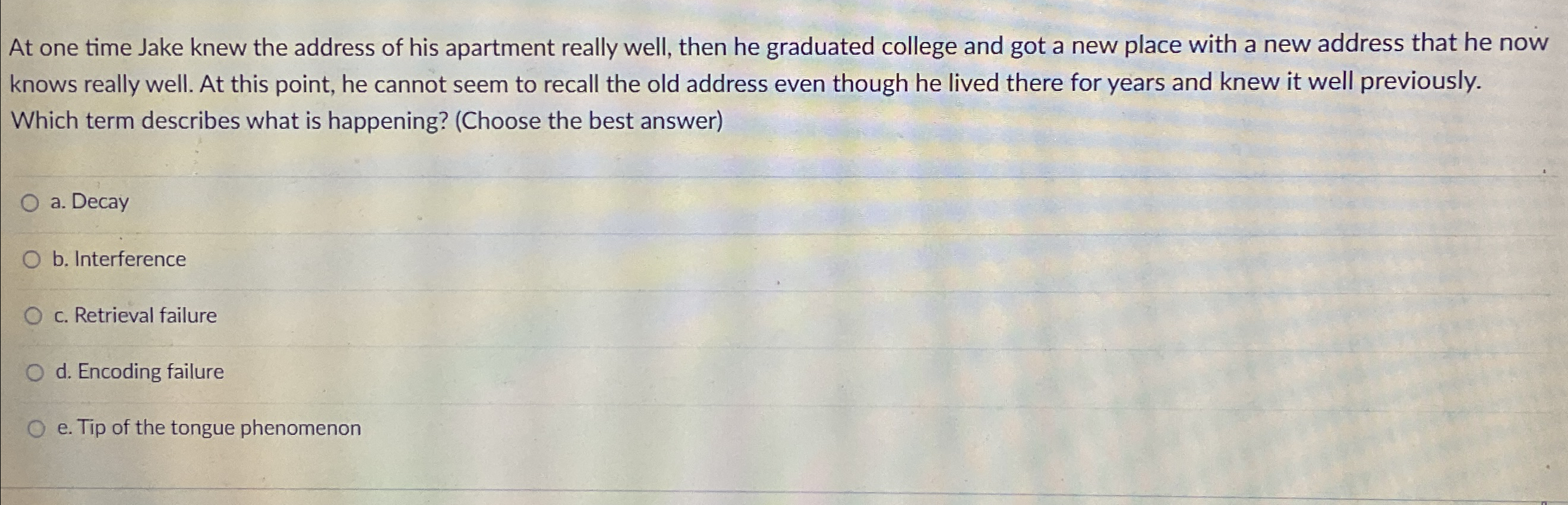 Solved At one time Jake knew the address of his apartment | Chegg.com