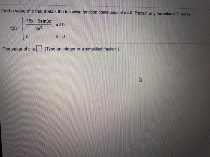 Solved Find a value of c that makes the following function | Chegg.com