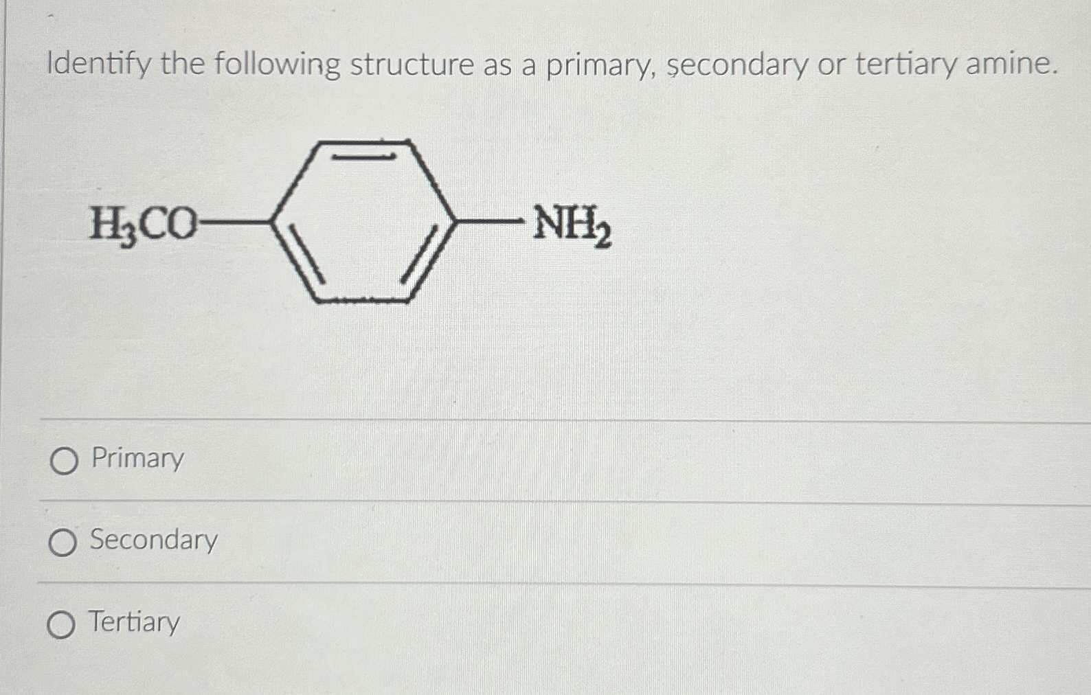 Solved Identify the following structure as a primary, | Chegg.com