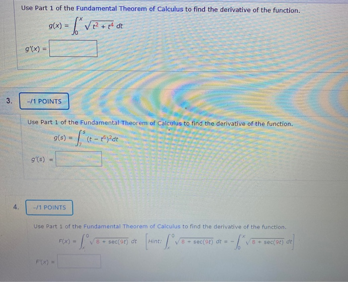 Solved Use Part 1 of the Fundamental Theorem of Calculus to | Chegg.com