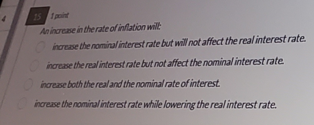 Solved 151 ﻿pointAnincrease in the rate of inflation | Chegg.com