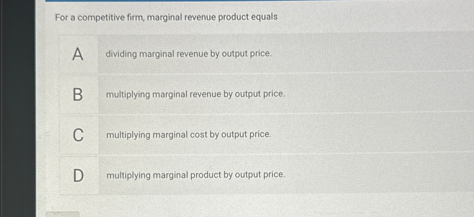 Solved For a competitive firm, marginal revenue product | Chegg.com