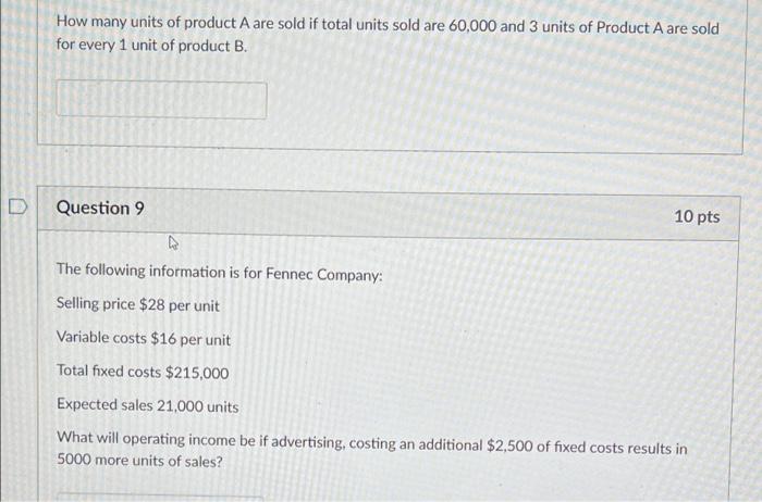 Solved How many units of product A are sold if total units | Chegg.com