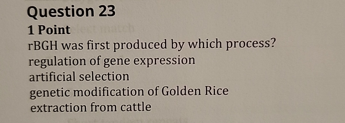 Solved Question 231 ﻿PointrBGH was first produced by which | Chegg.com