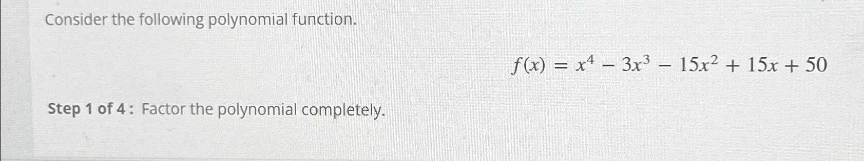 Solved Consider the following polynomial | Chegg.com