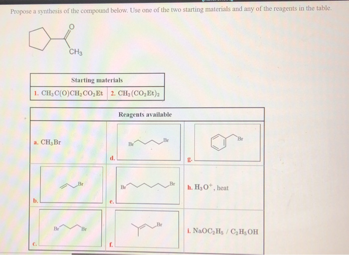 Solved Propose a synthesis of the compound below. Use one of | Chegg.com