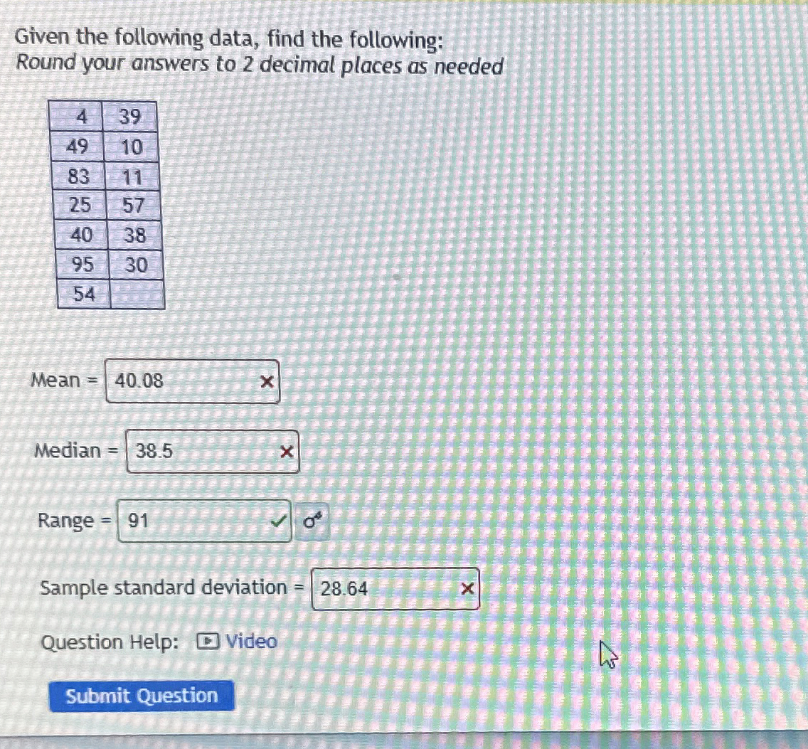 Solved by an EXPERT Given the following data, find the following:Round | Chegg.com