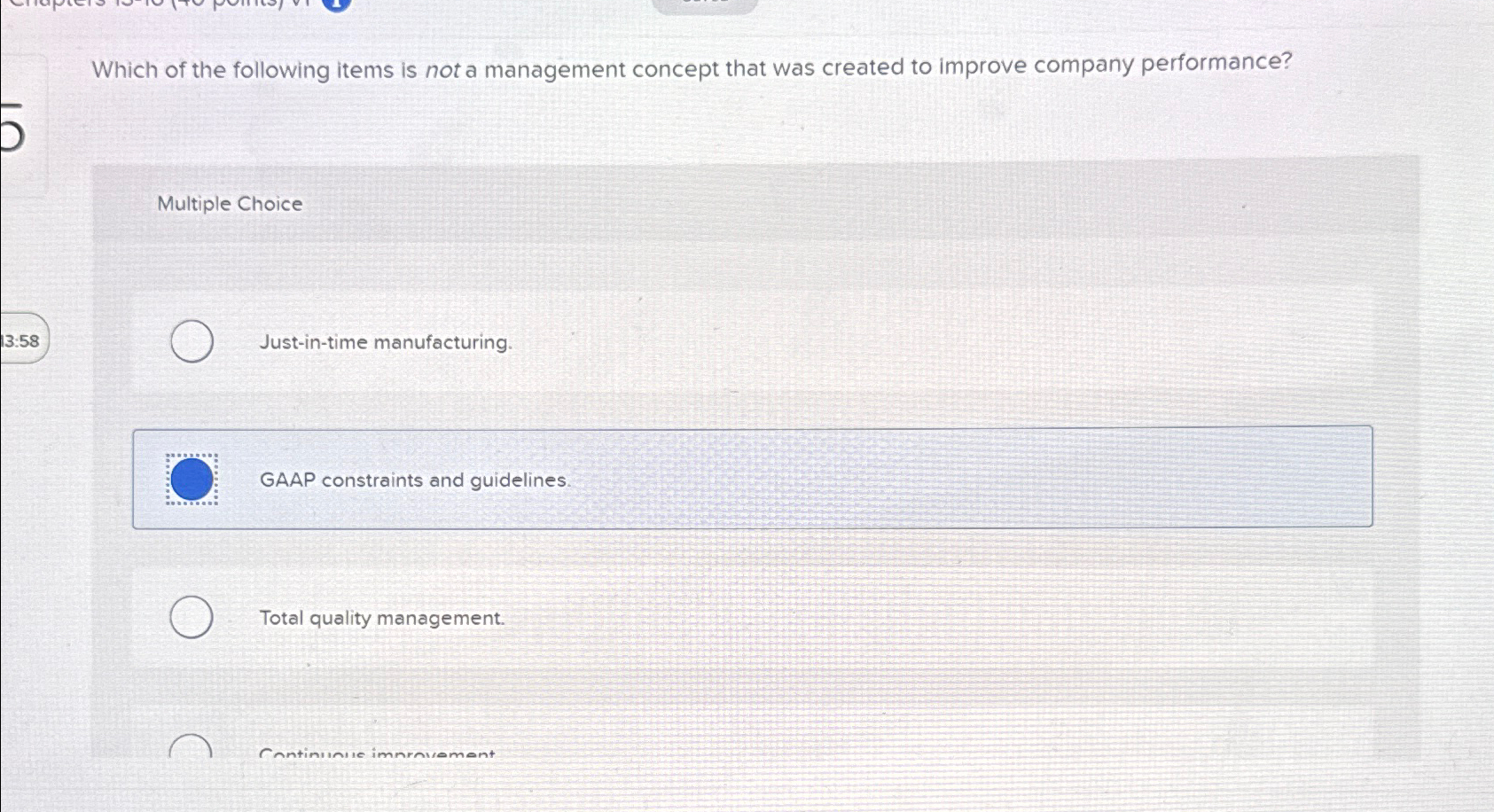 Solved Which of the following items is not a management | Chegg.com