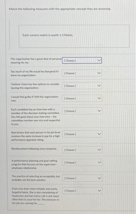Solved Match the following measures with the appropriate | Chegg.com