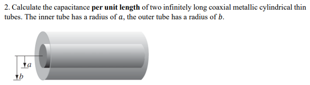 Solved Calculate the capacitance per unit length of two | Chegg.com
