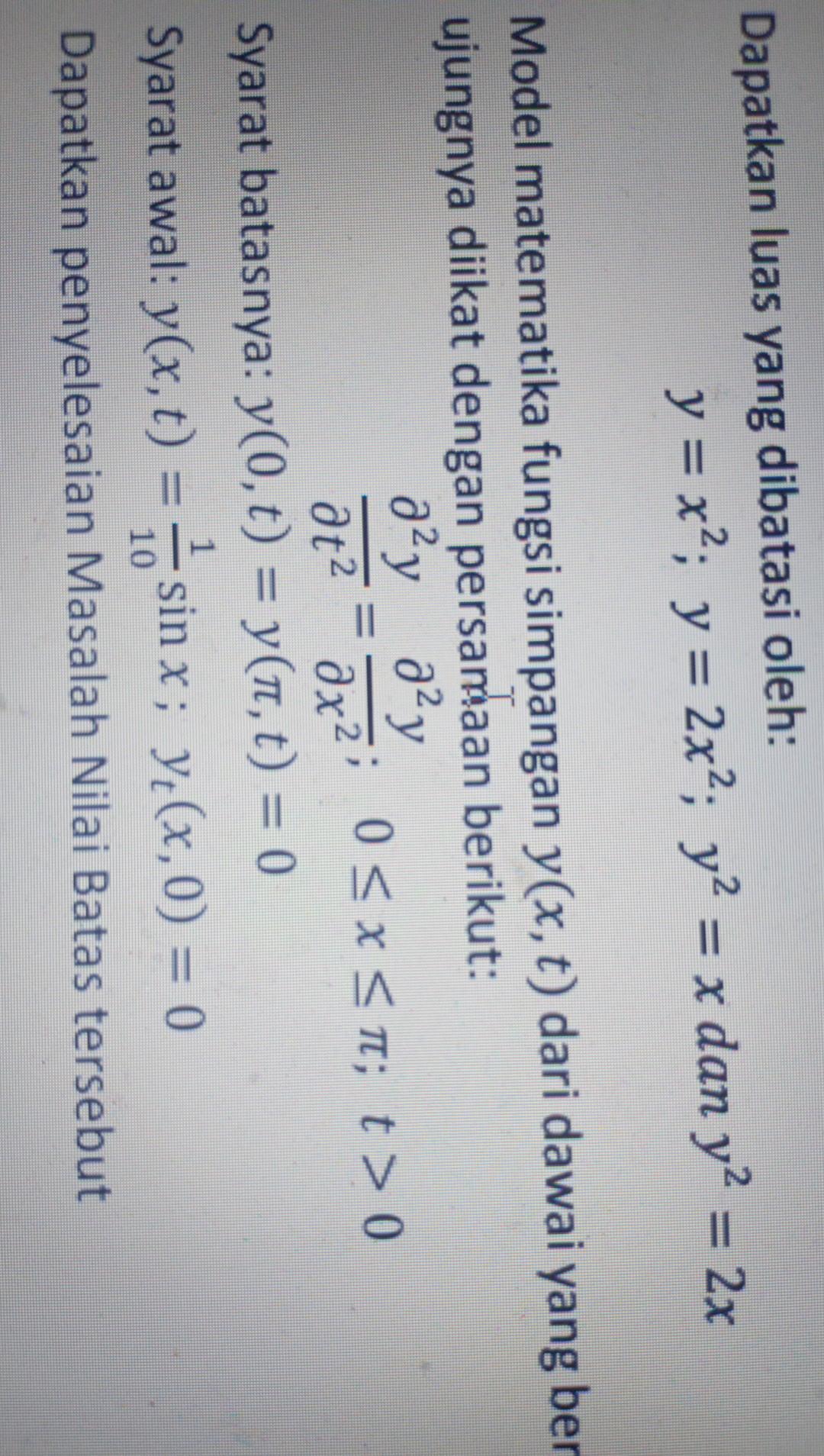 Solved mathematical model of the deviation function y (x, t) | Chegg.com