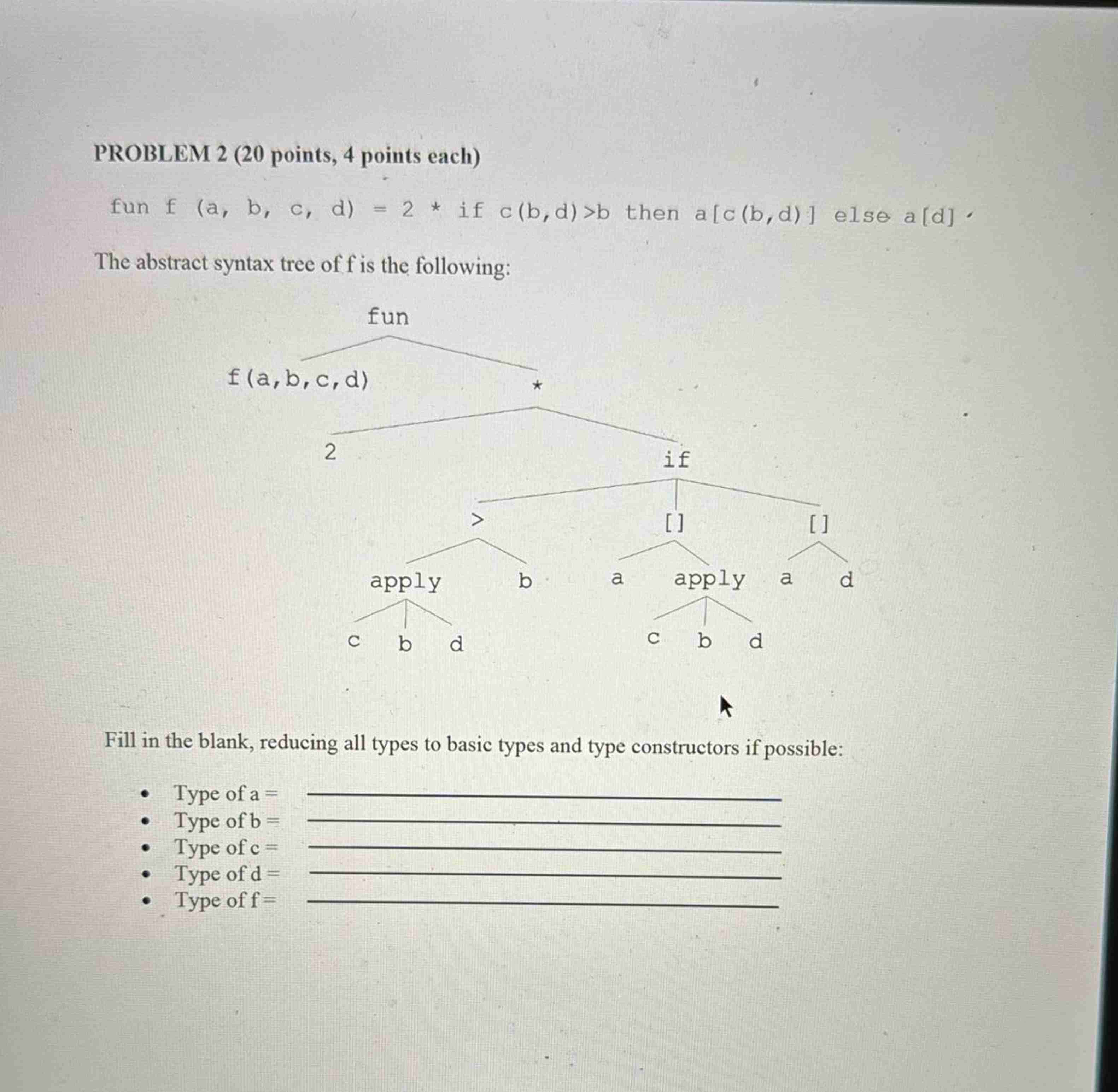 Solved Programming language PROBLEM 2 (20 points, 4 points | Chegg.com Solved Programming language PROBLEM 2 (20 points, 4 points | Chegg.com