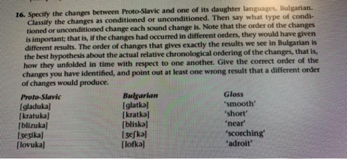 16. Specify the changes between Proto-Slavic and one | Chegg.com