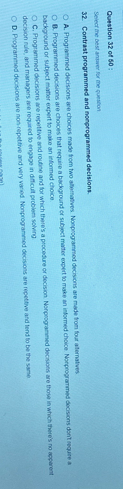 Solved Question 32 ﻿of 50 ﻿:Select the best answer for the | Chegg.com