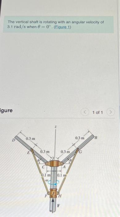 Solved The vertical shaft is rotating with an angular | Chegg.com