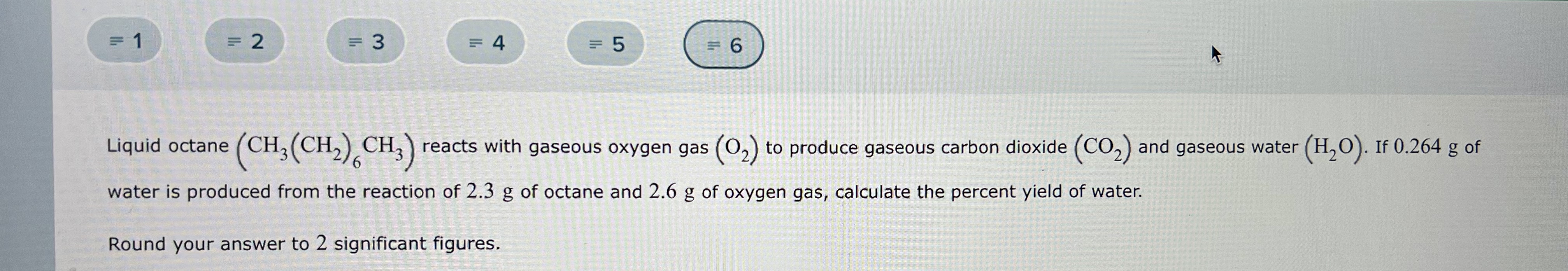 Solved Liquid octane (CH3(CH2)6CH3) ﻿reacts with gaseous | Chegg.com