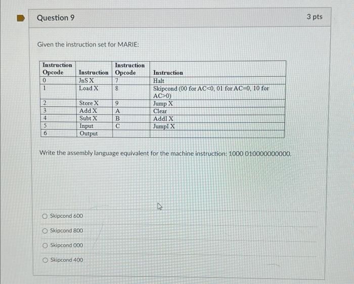 Solved Given the instruction set for MARIE: Write the | Chegg.com