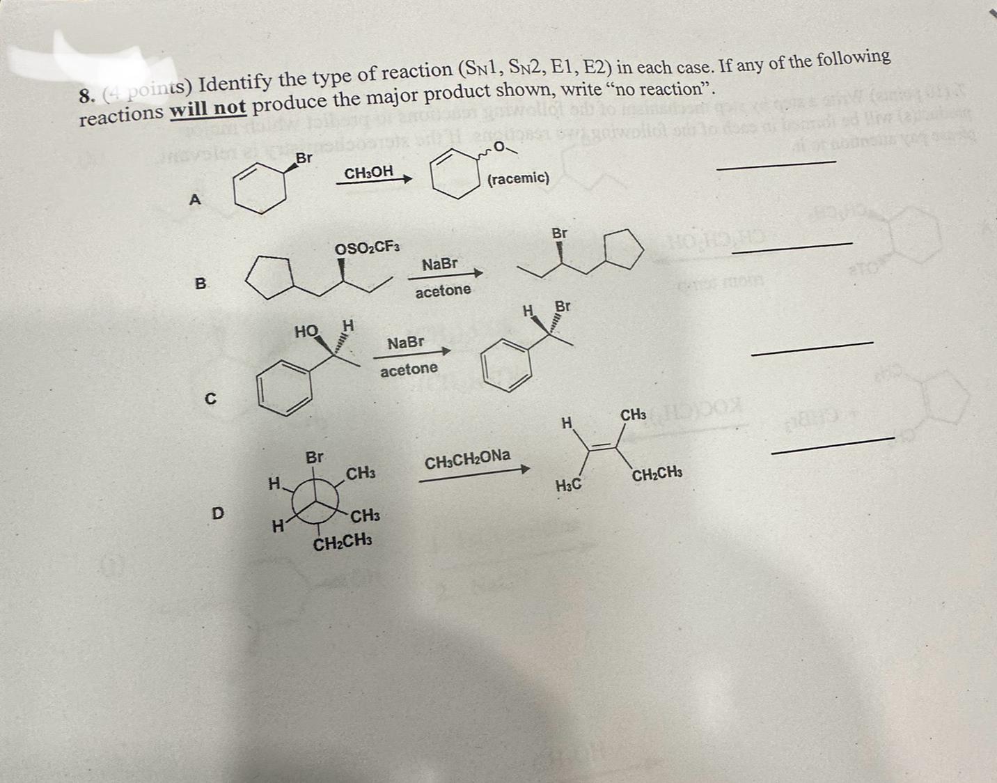 Solved (4 ﻿points) ﻿Identify the type of reaction | Chegg.com