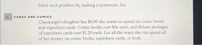 Solved Solve each problem by making a systematic list. CARDS | Chegg.com