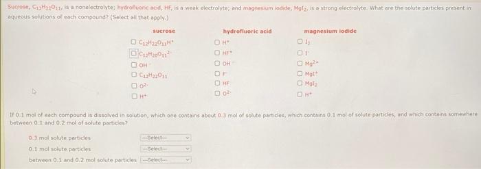 Solved aqueous solutions of each compound? (Select all that | Chegg.com
