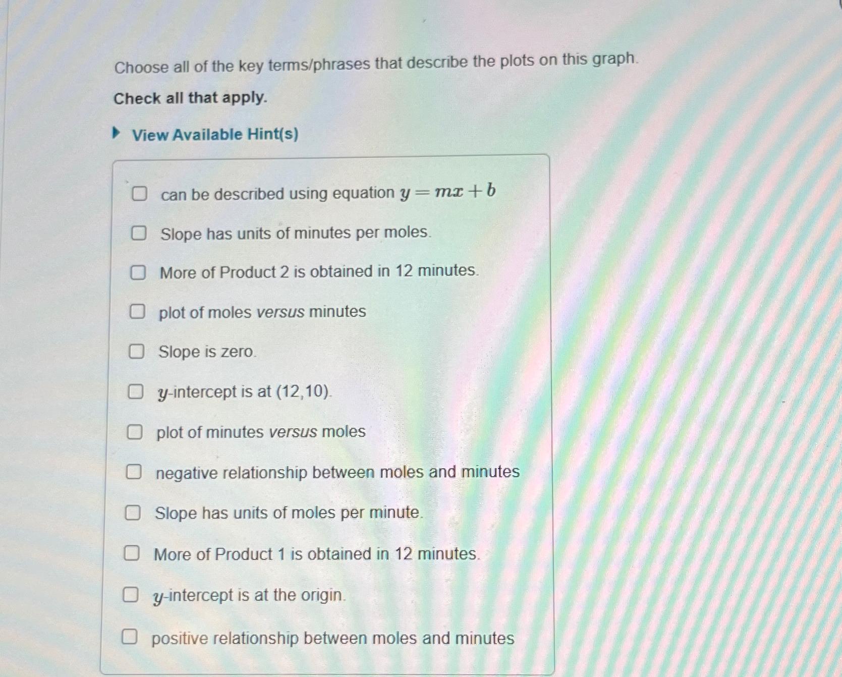 Choose all of the key terms/phrases that describe the | Chegg.com