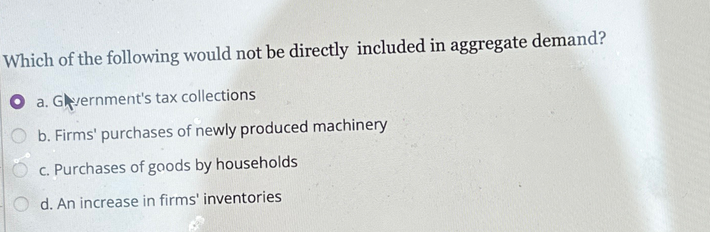 Solved Which of the following would not be directly included | Chegg.com