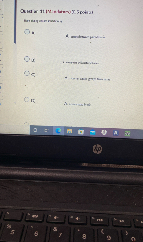 Solved Question 11 (Mandatory) ( 0.5 ﻿points)Base analog | Chegg.com