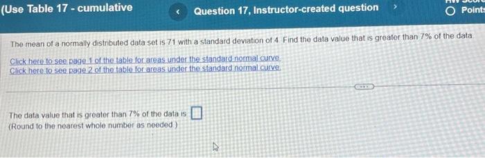Solved The mean of a normally distributed data set is 71 | Chegg.com