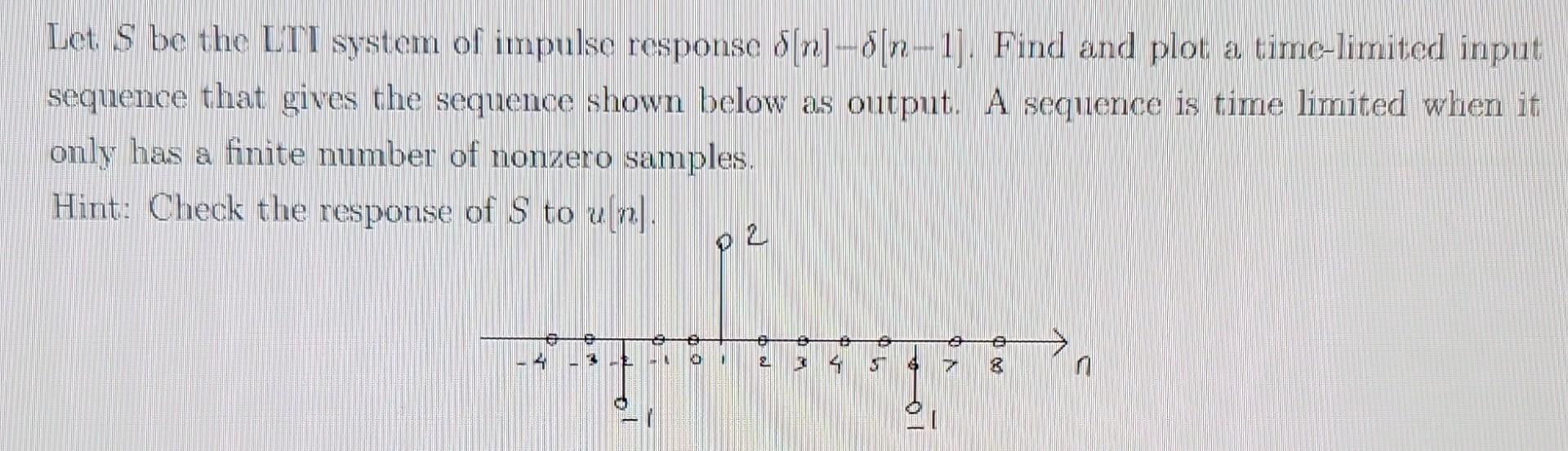 Solved Let S be the LTI system of impulse response | Chegg.com
