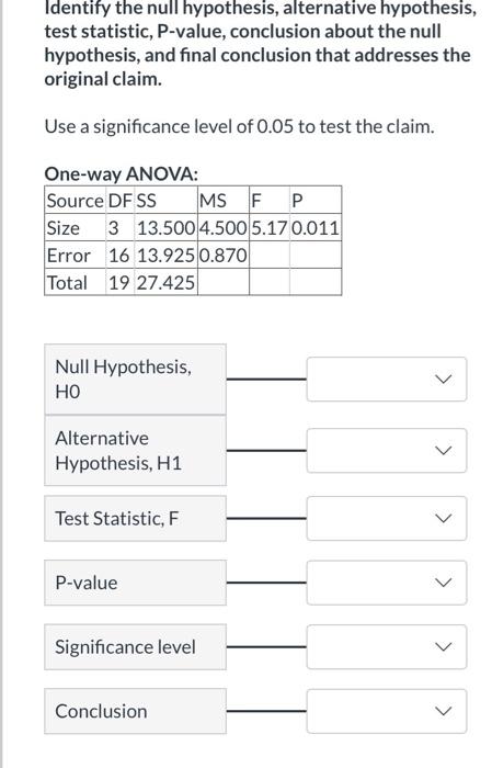 Solved Identify the null hypothesis, alternative hypothesis, | Chegg.com