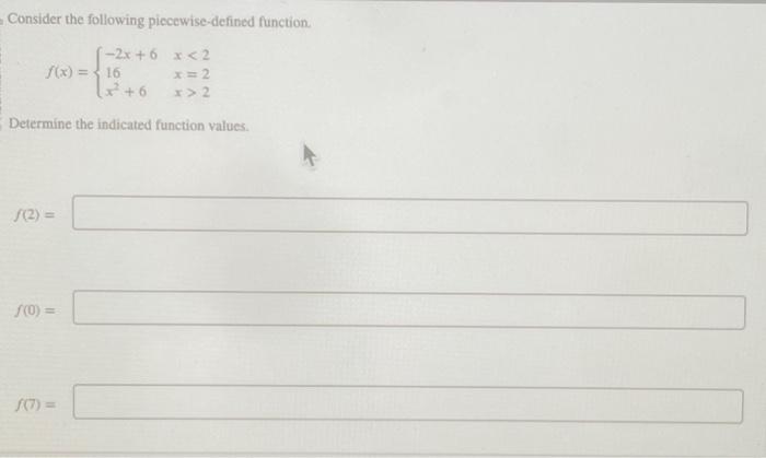 Solved Consider the following piecewise-defined function. | Chegg.com