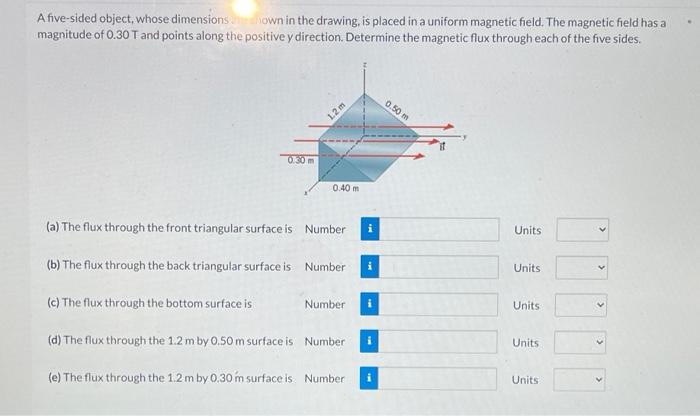 Solved A five-sided object, whose dimensions own in the | Chegg.com